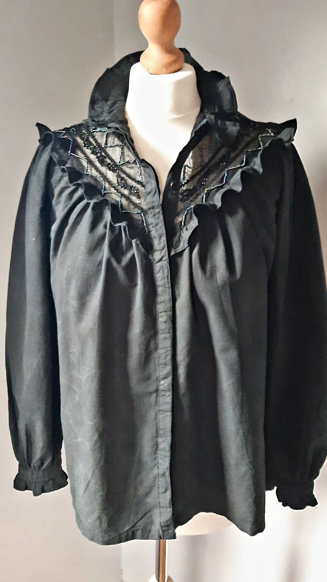 Vintage Gothic Victorian Style Alternative Black Long Sleeved Top With ...