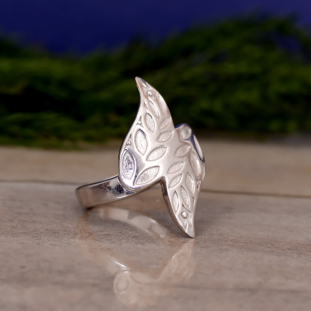Silver Adjustable Leaf Ring Silver Leaf Shape Ring - Etsy