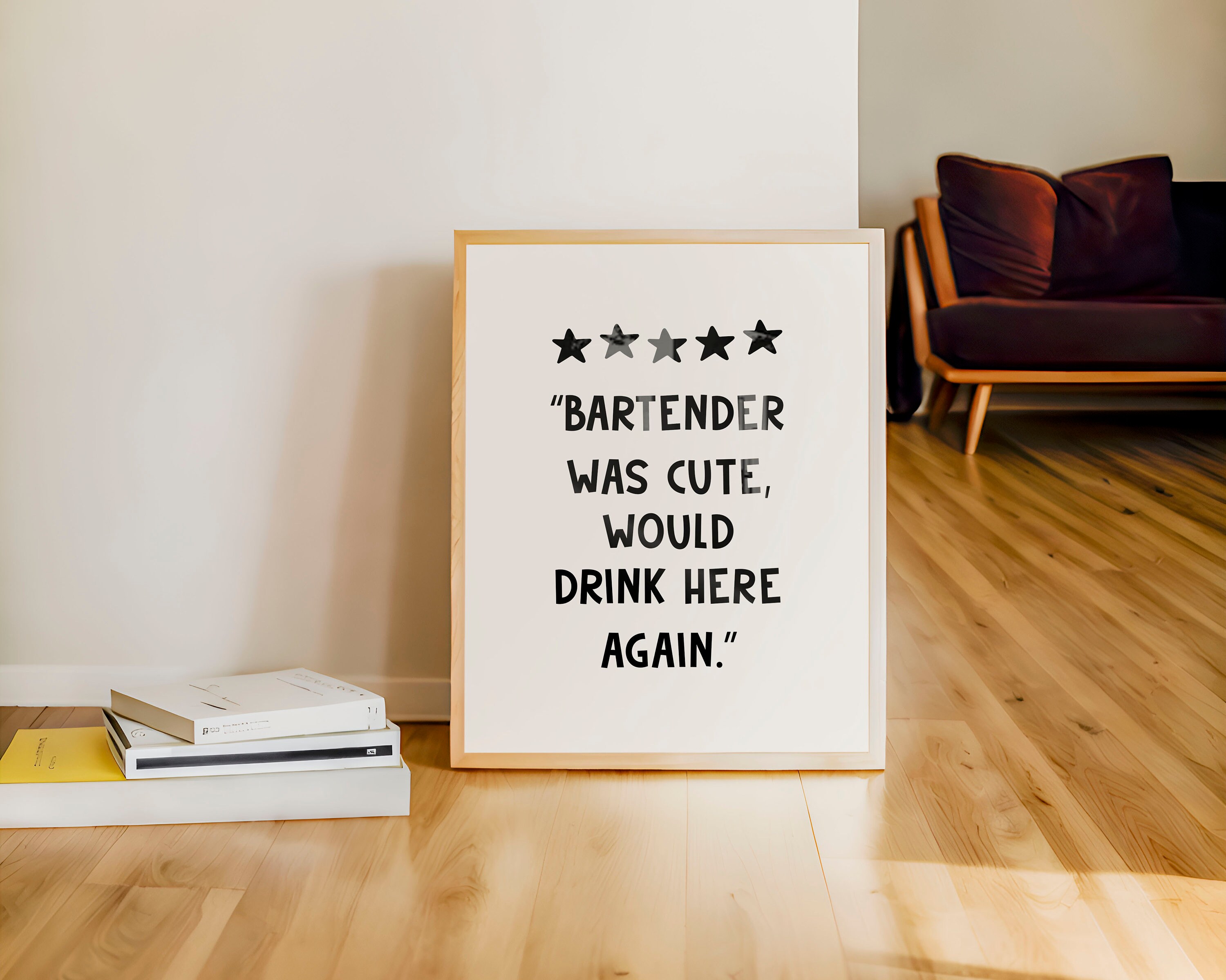 Bar Cart Print Bartender Was Cute Kitchen Wall Decor Digital File ...