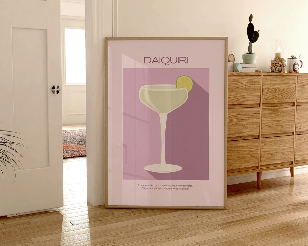 Daiquiri Cocktail Poster Alcohol Cocktail Print Trendy Retro Wall Art ...