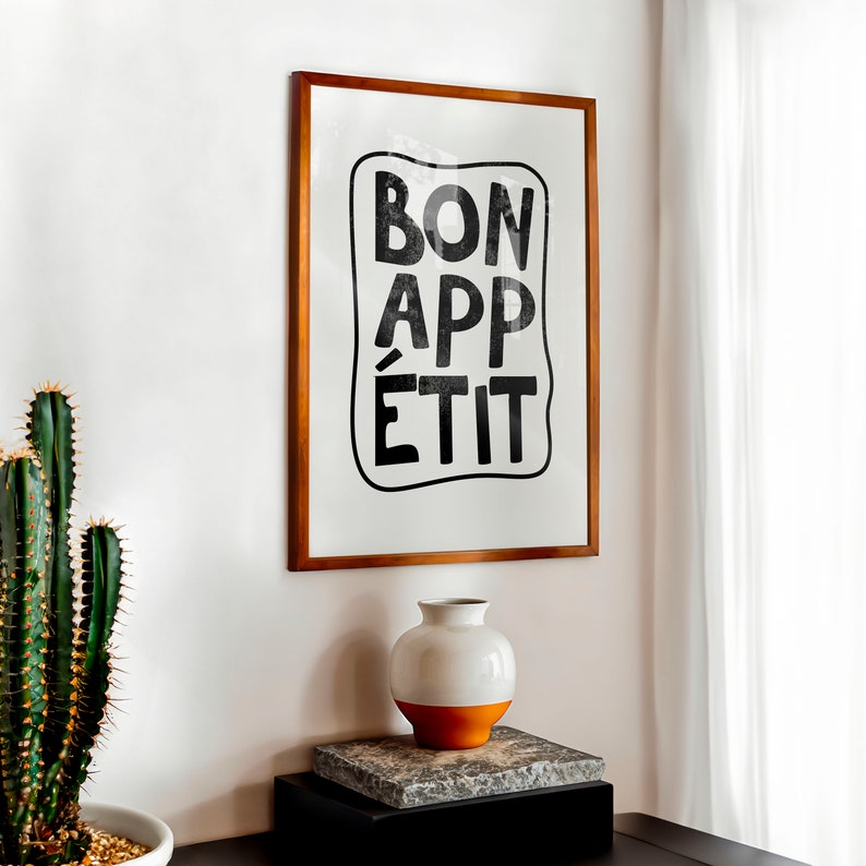 Bon Appetit Sign, Aesthetic Kitchen Decor, Black Kitchen Wall Art Print ...