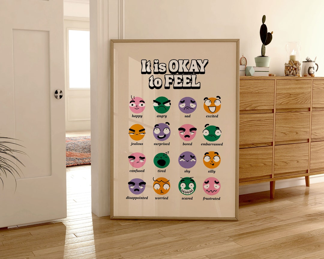 Retro Classroom Decor, Feelings Chart Poster, It's Okay to Feel, My ...
