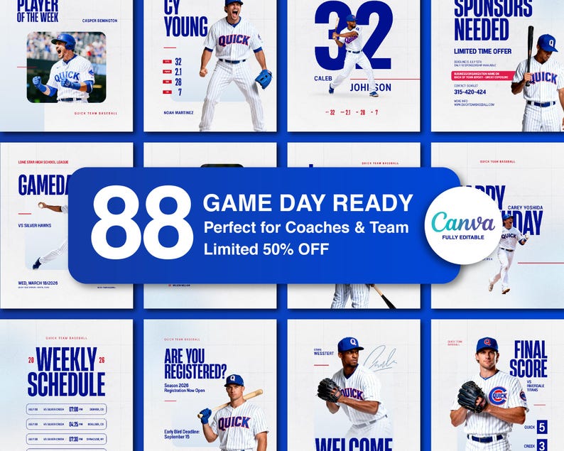 Baseball Social Media Templates for Coaches | Canva Sports Graphics ...