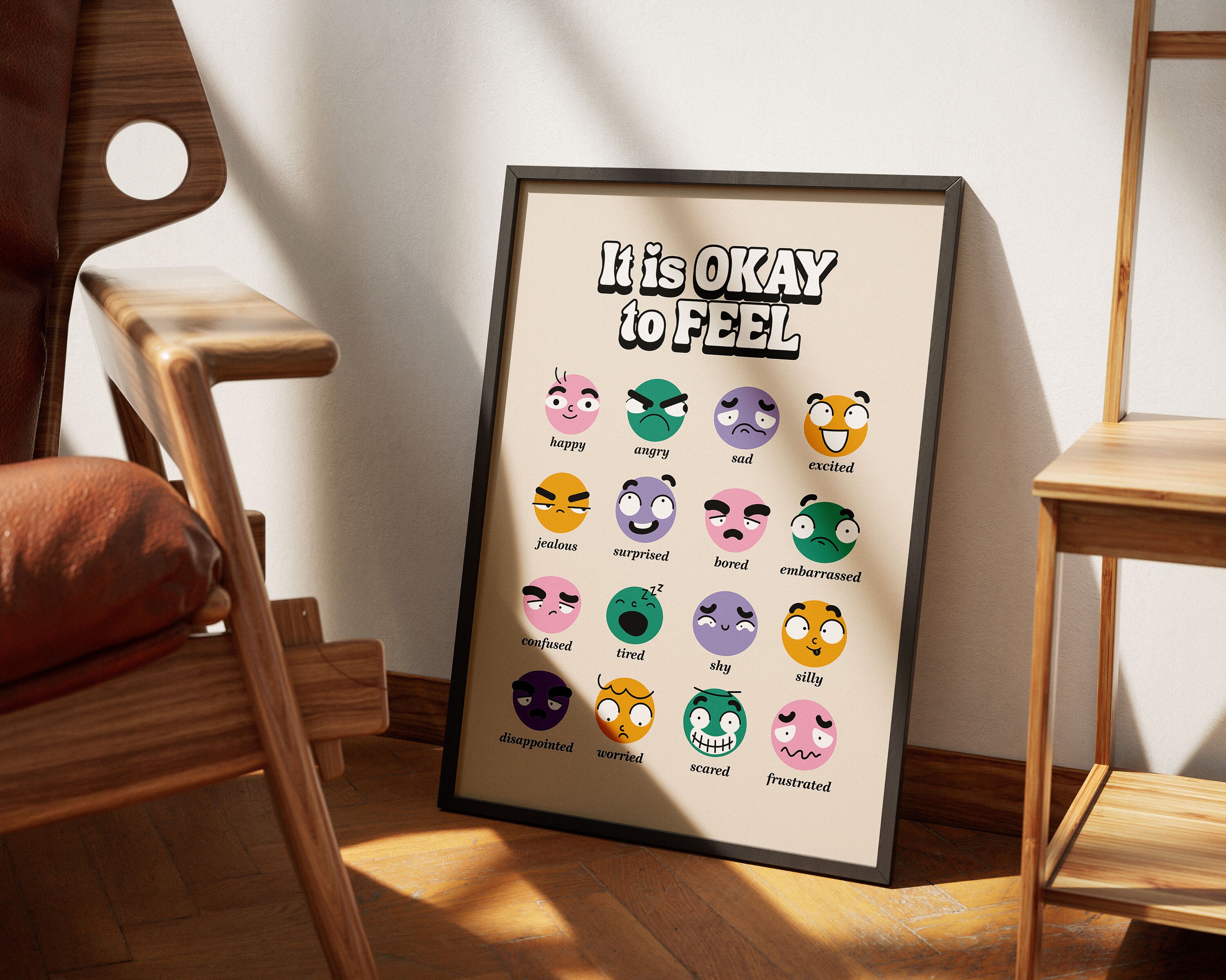 Retro Classroom Decor, Feelings Chart Poster, It's Okay to Feel, My ...