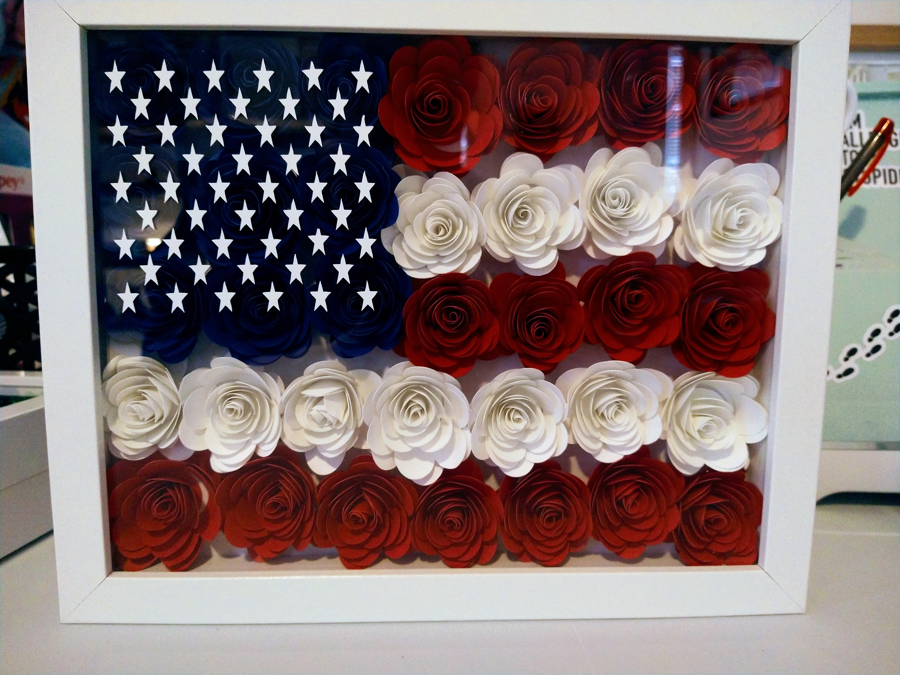 American Flag Shadow Box / Paper Flowers / Gift - Etsy