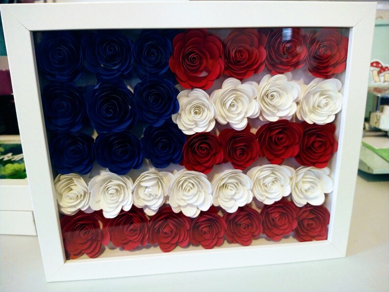 American Flag Shadow Box / Paper Flowers / Gift - Etsy