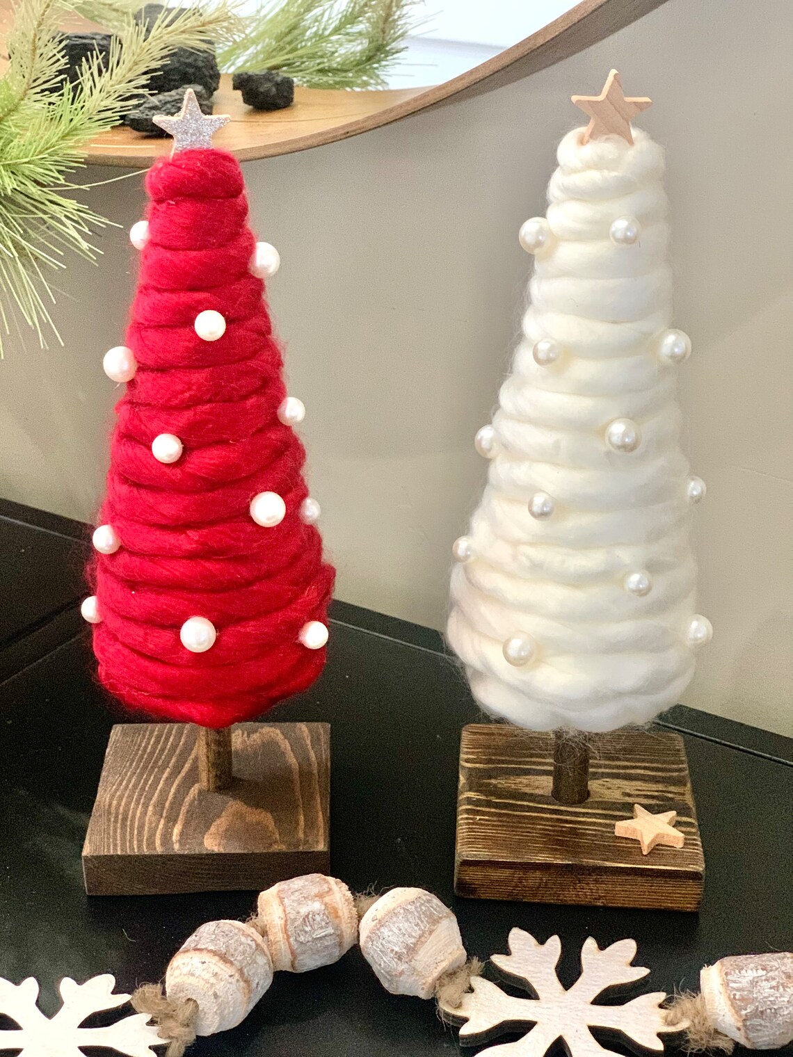 Chunky Yarn Tree-farmhouse Home Decor Rustic Mantle Table or ...