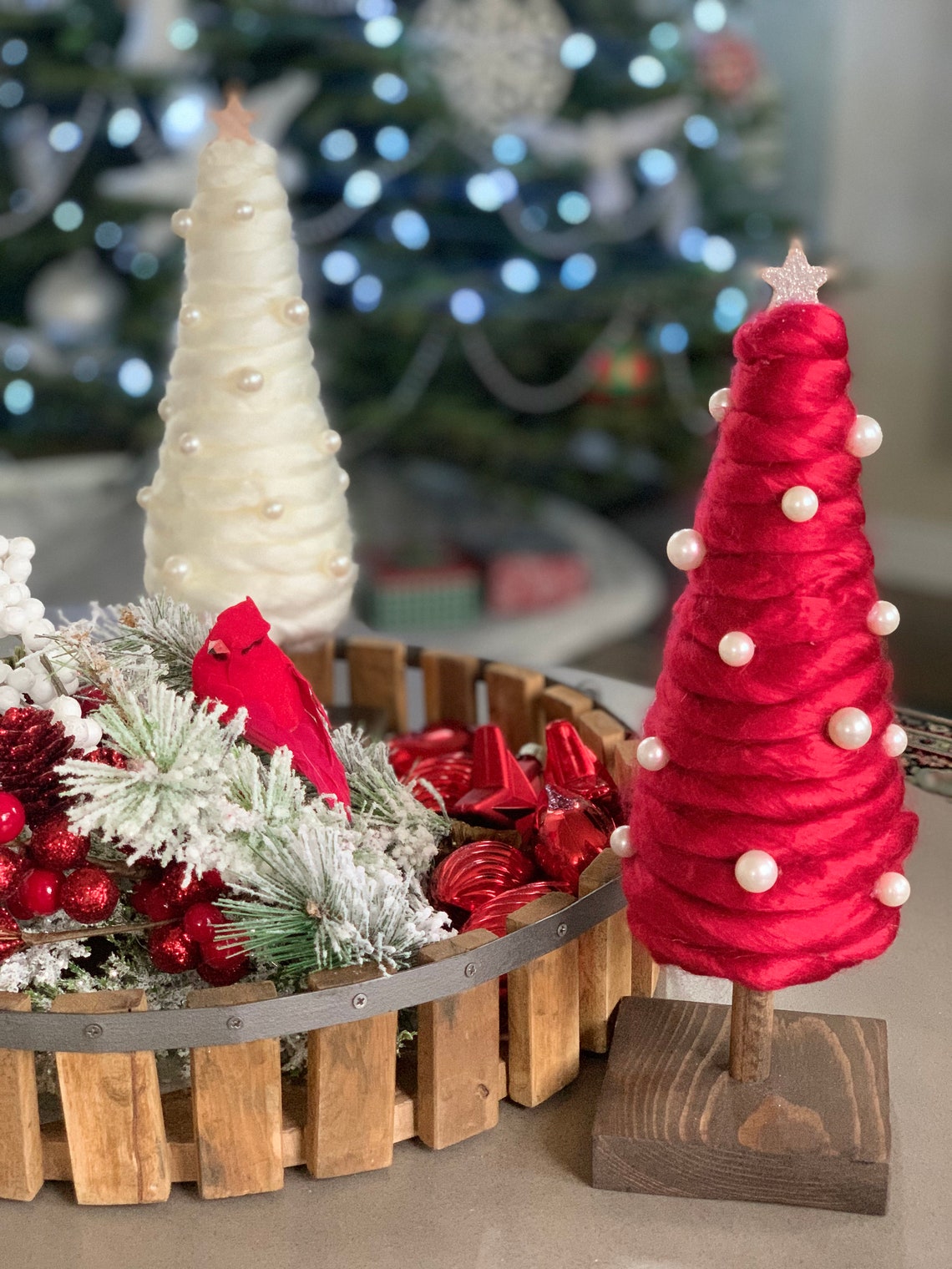 Chunky Yarn Tree-farmhouse Home Decor Rustic Mantle Table or ...