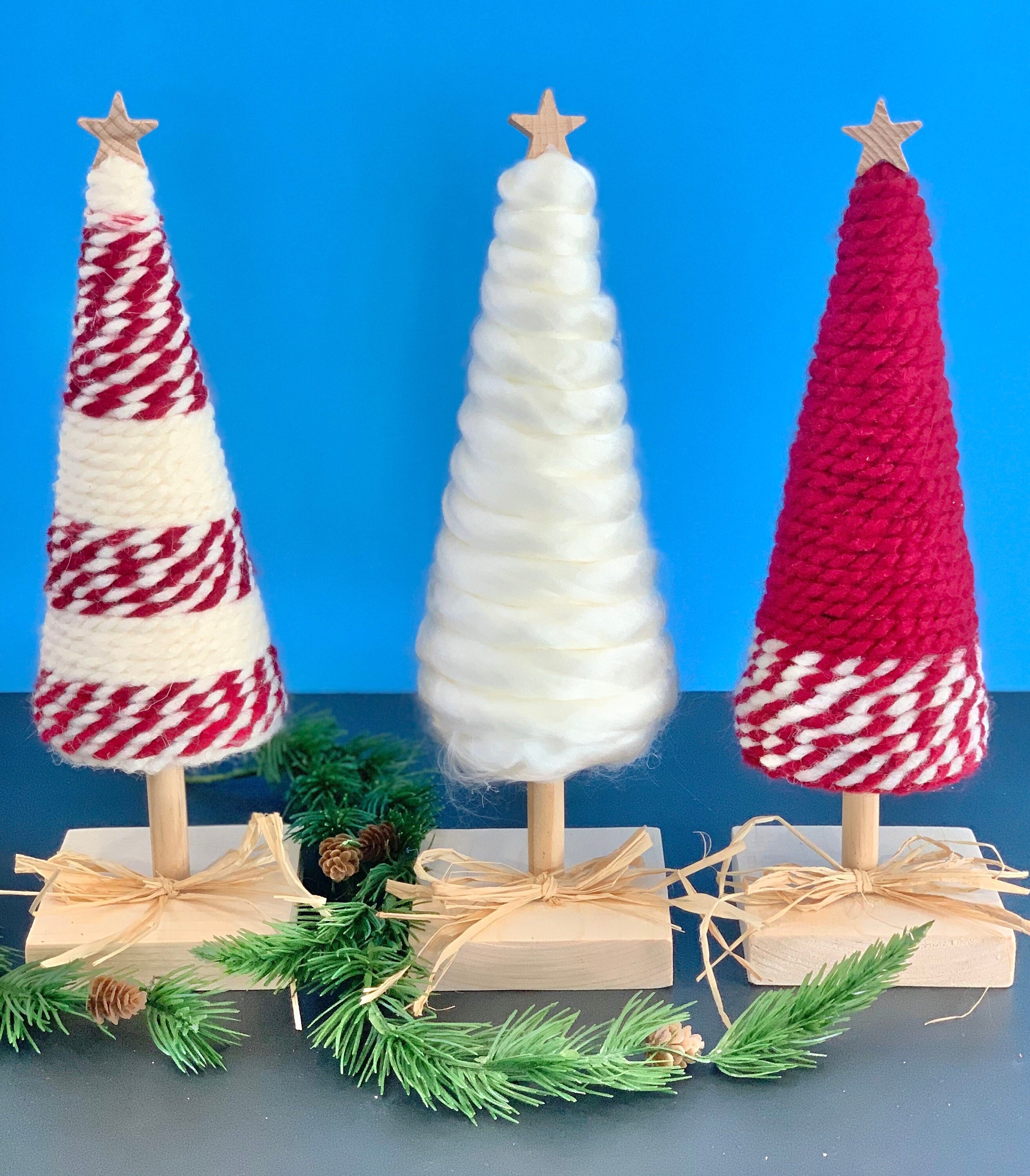 Chunky Yarn Tree - Farmhouse Home Decor; Yarn Christmas Ornaments for ...