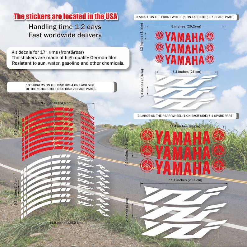 Yamaha R1 Wheel Stickers Rim Tape Yamaha YZF-R1 Rim Decal Yzf Stickers ...