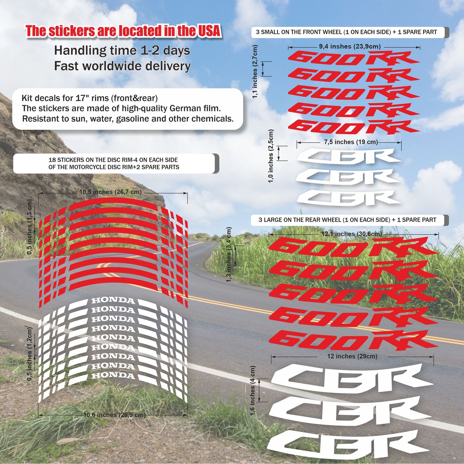 Honda CBR600RR Wheel Stickers Cbr Decals Motorcycle Rim Decals - Etsy