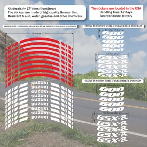 Suzuki GSX-R 600 Wheel Decals Rim Stickers for Suzuki Gsxr 600 Tape ...