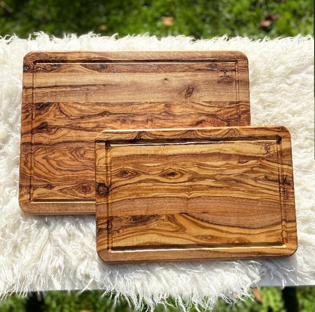Rustic Serving Board With Handle, Cutting Board Made of Olive Wood ...