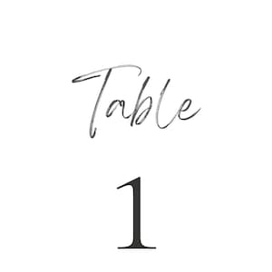 Downloadable Table Numbers Card Calligraphy, Wedding Table Number ...