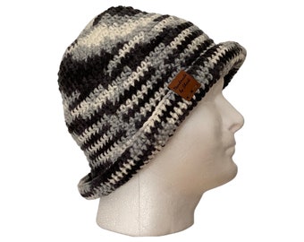 Classic Houndstooth Crochet Bucket Hat Handmade Winter Fashion ...