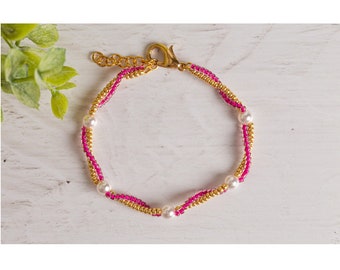 Magenta Beaded Bracelet - Etsy