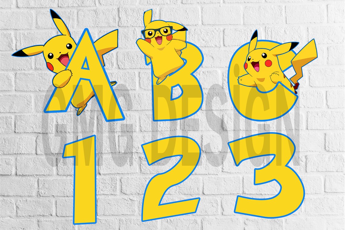 Pokemon Pikachu Font Pokemon Alphabet Pokemon Numbers | Etsy Canada
