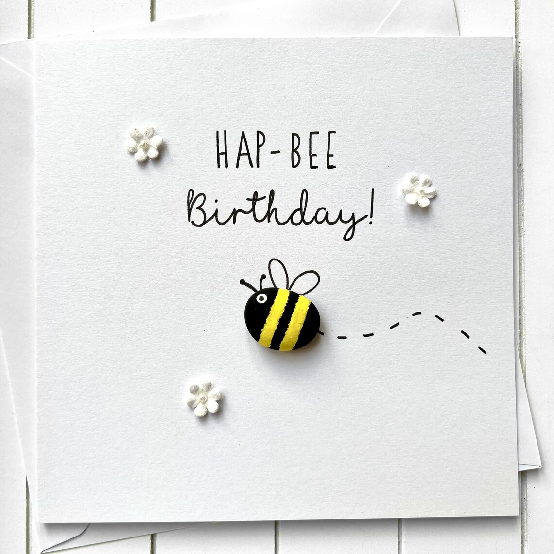 Handmade BEE Birthday Card With Real Pebbles for Bee Lovers - Etsy