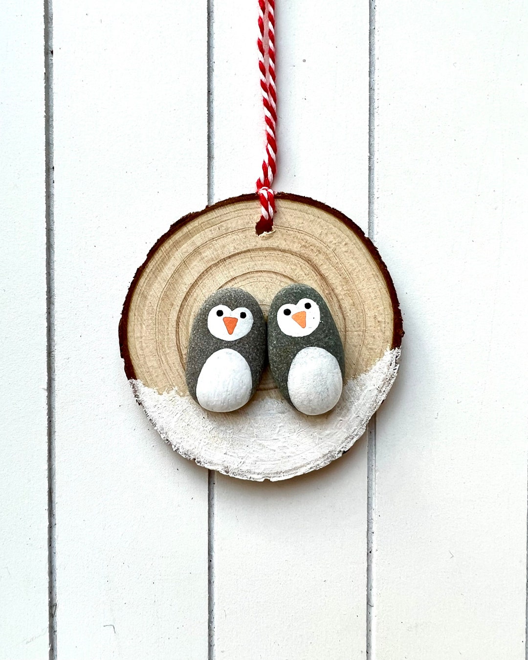 Pebble Penguin Pair Christmas Ornament, Decoration - Etsy