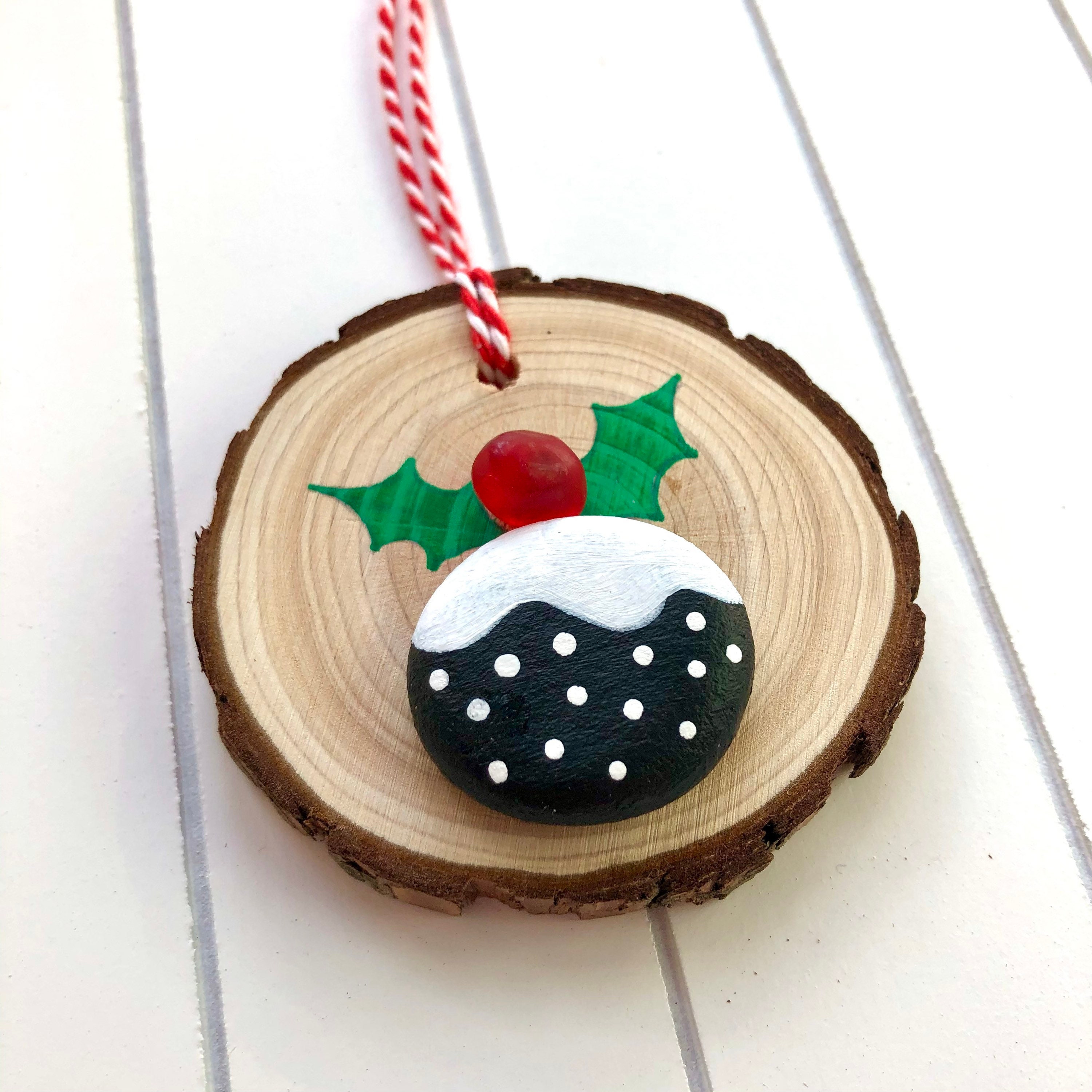 English Beach Pebble Christmas Pudding Christmas Ornament/decoration on ...