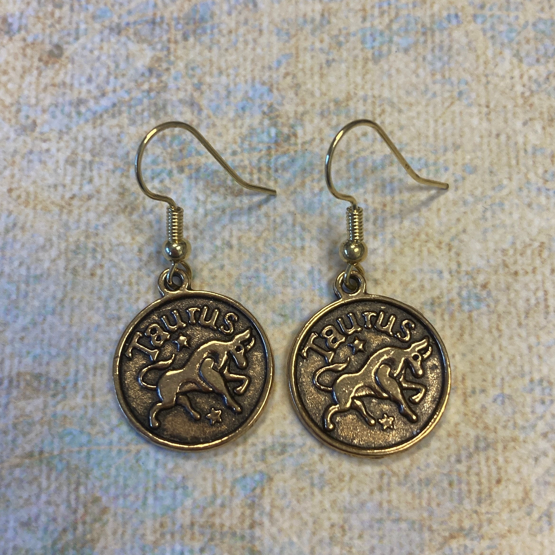 Zodiac Horoscope Taurus Star Sign Earrings silver or Gold - Etsy