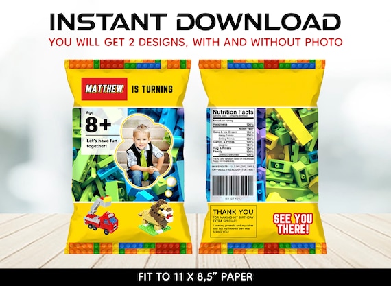 Digital Chip Bag Colorful Birthday Template Printable - Etsy