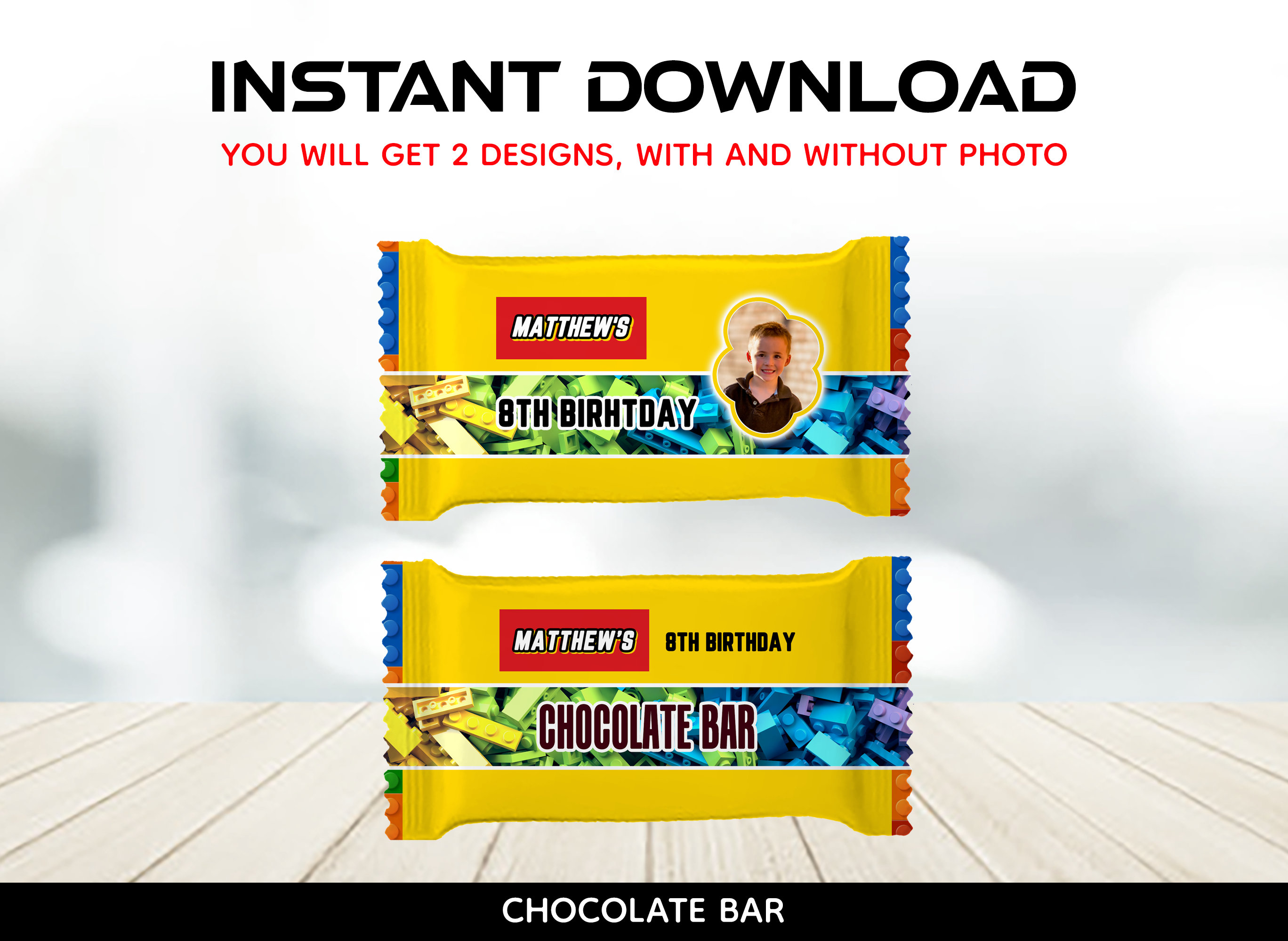 Digital Colorful Chocolate Bar Template Printable Instant Download - Etsy