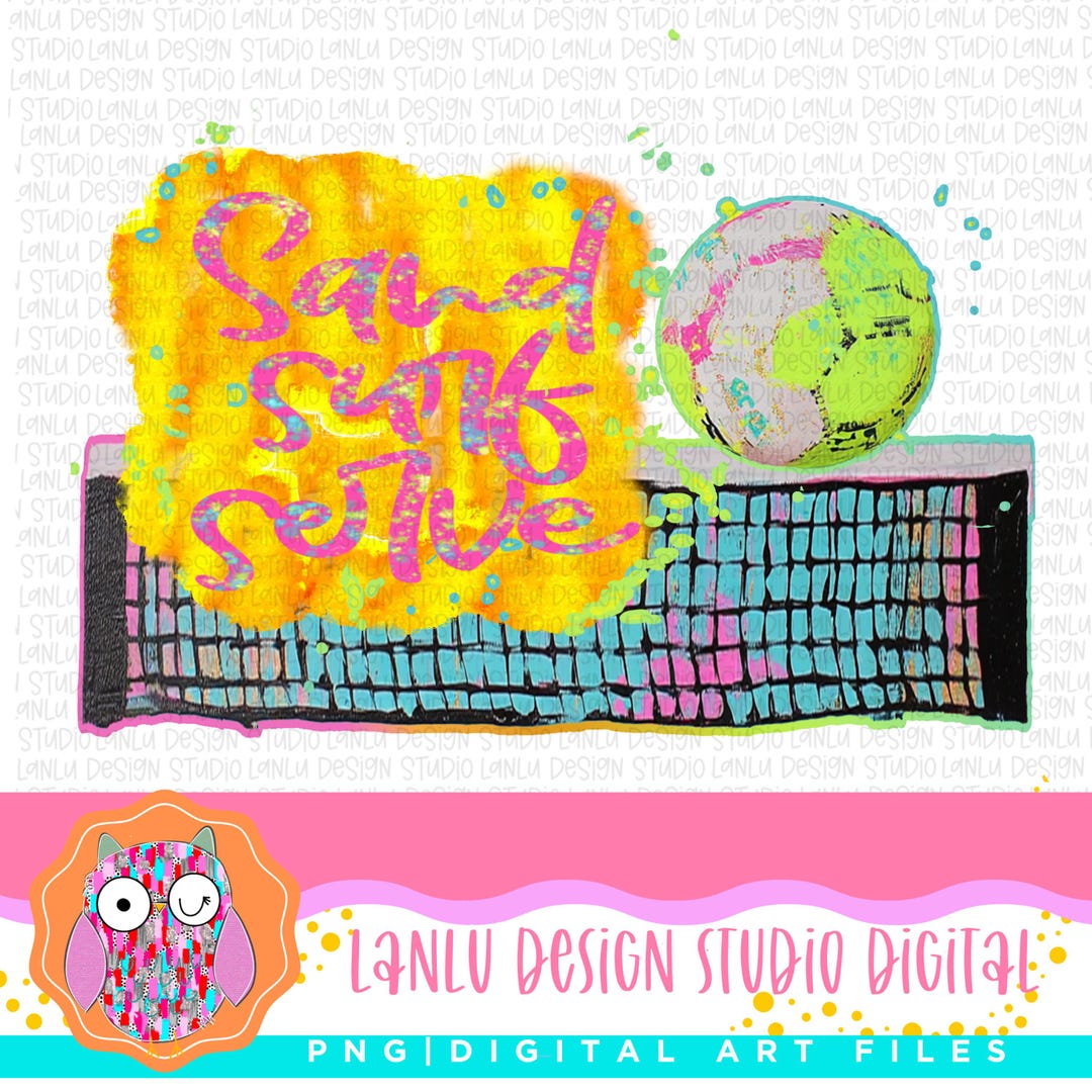 Sand Surf Serve Beach Volleyball Digital Art Print PNG | Fun Summer ...