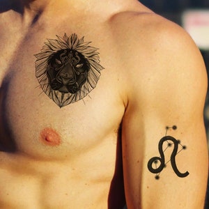 Leo Zodiac Sign Temporary Tattoo, Leo Tattoo, Leo Constellation Tattoo ...