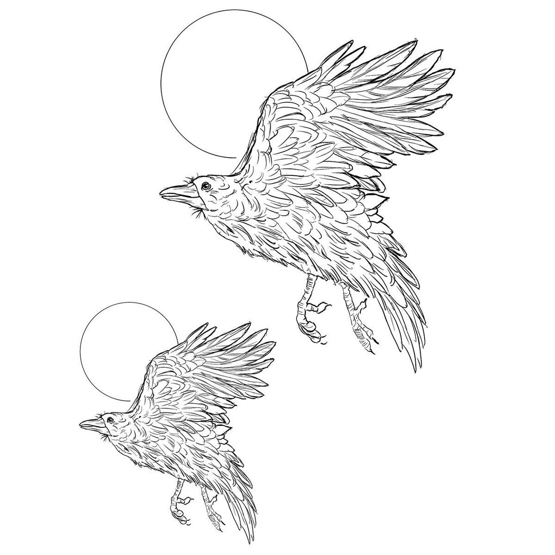 Raven and Moon Temporary Tattoo for Men and Women / Raven and Moon Temp ...