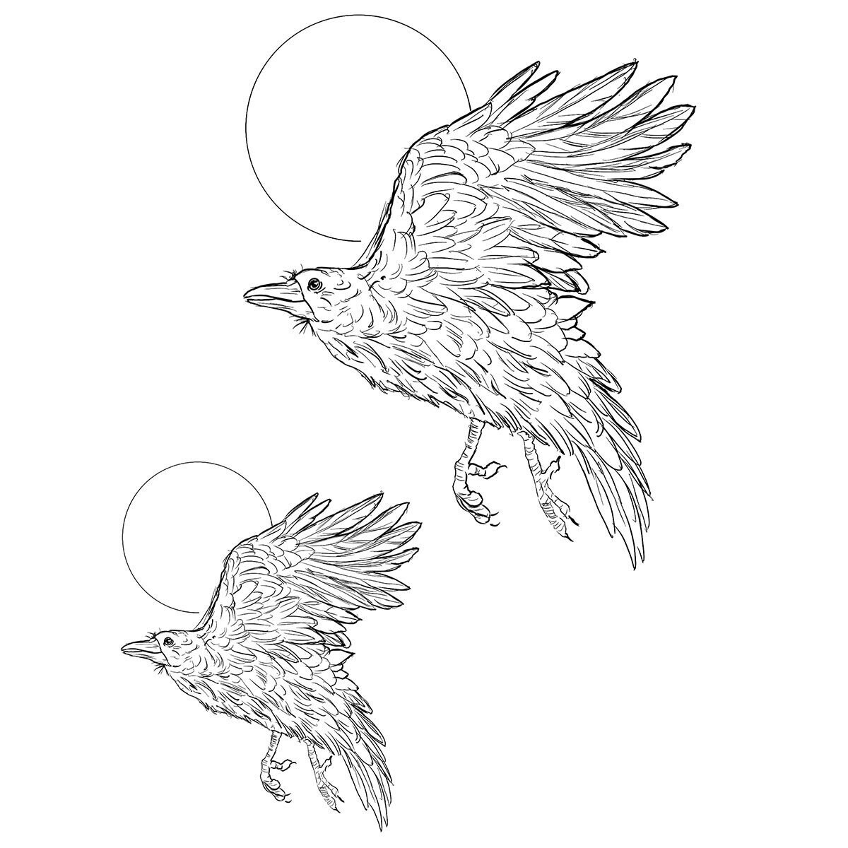 Raven and Moon Temporary Tattoo for Men and Women / Raven and Moon Temp ...