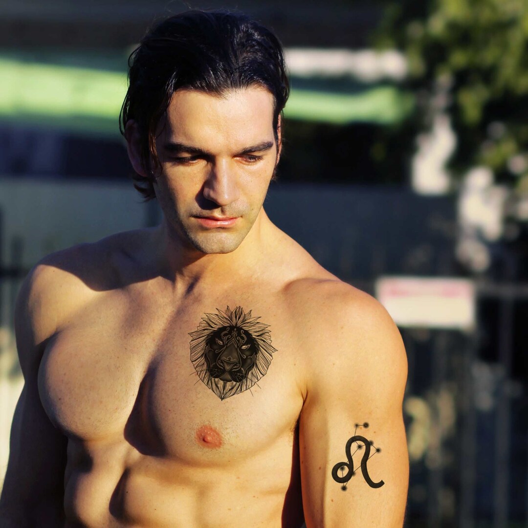 Leo Zodiac Sign Temporary Tattoo, Leo Tattoo, Leo Constellation Tattoo ...