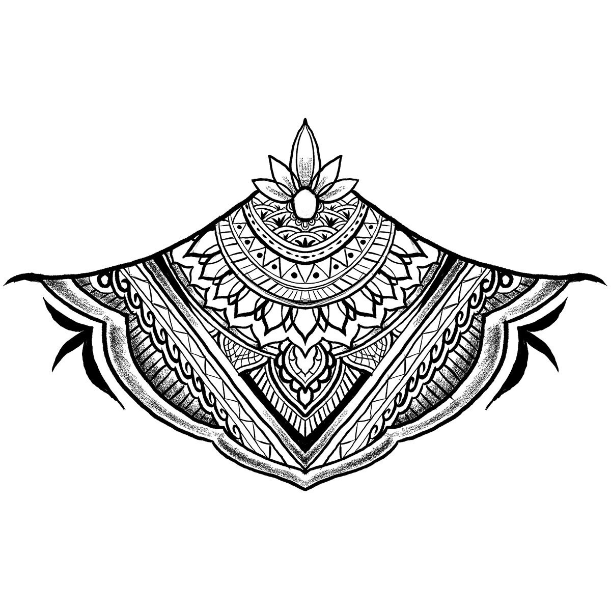 Maori Polynesian Underboob Temporary Tattoo / Maori Sternum Temp Tat ...