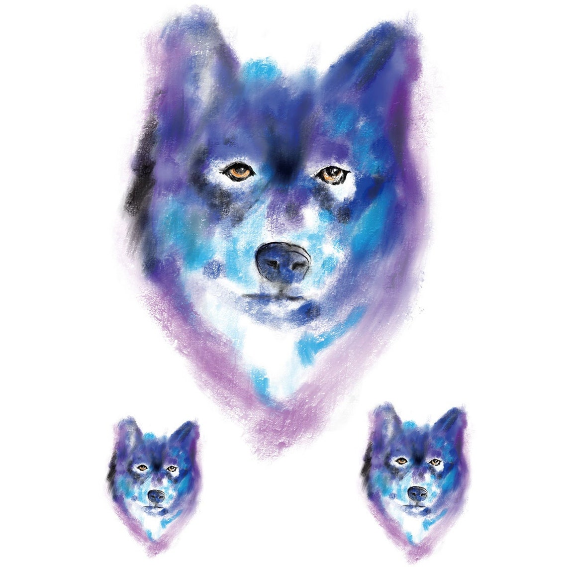 Wolf Temporary Tattoo Wolf Head Tattoo Fake Wolf Tattoo - Etsy