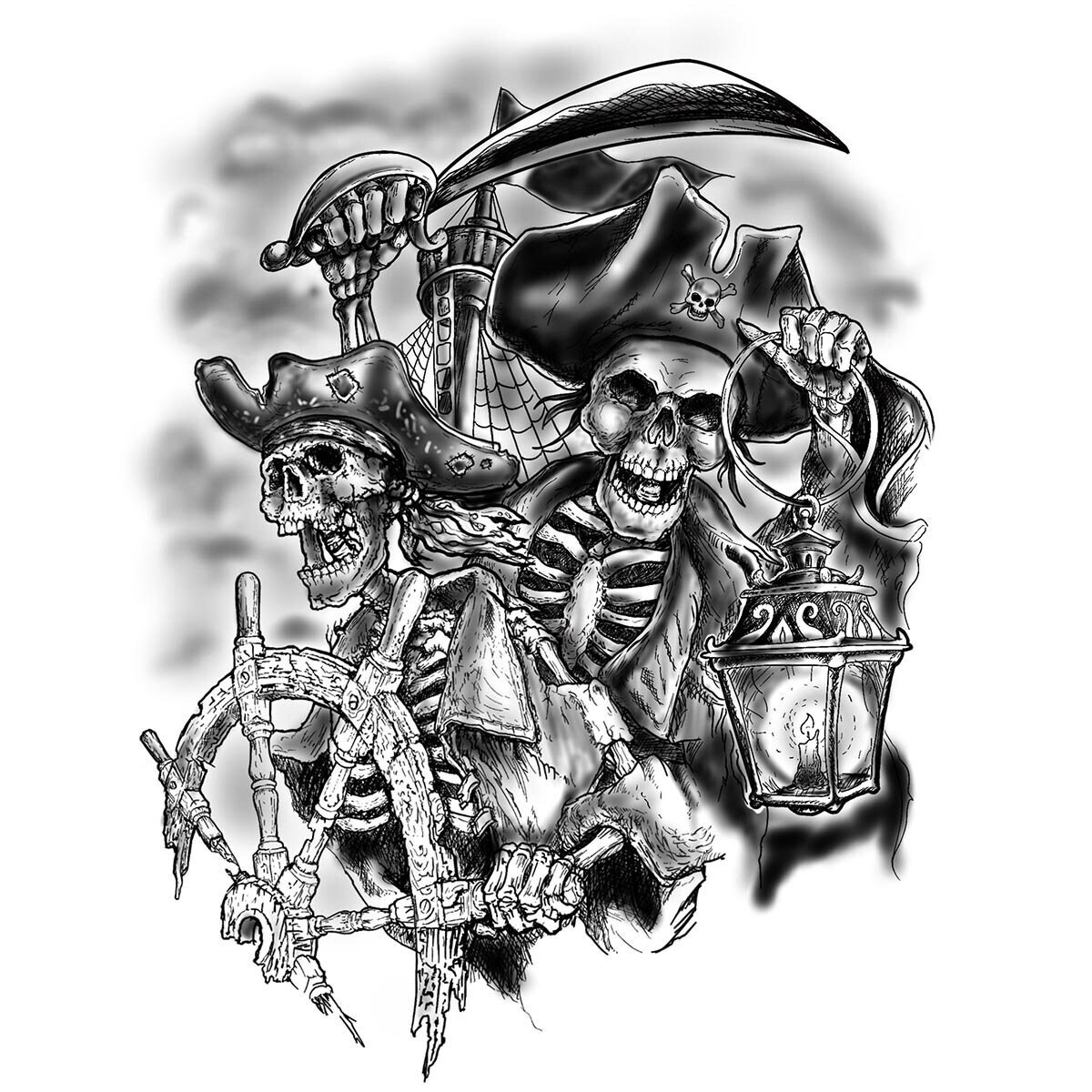 Skeleton Pirate Tattoo Designs