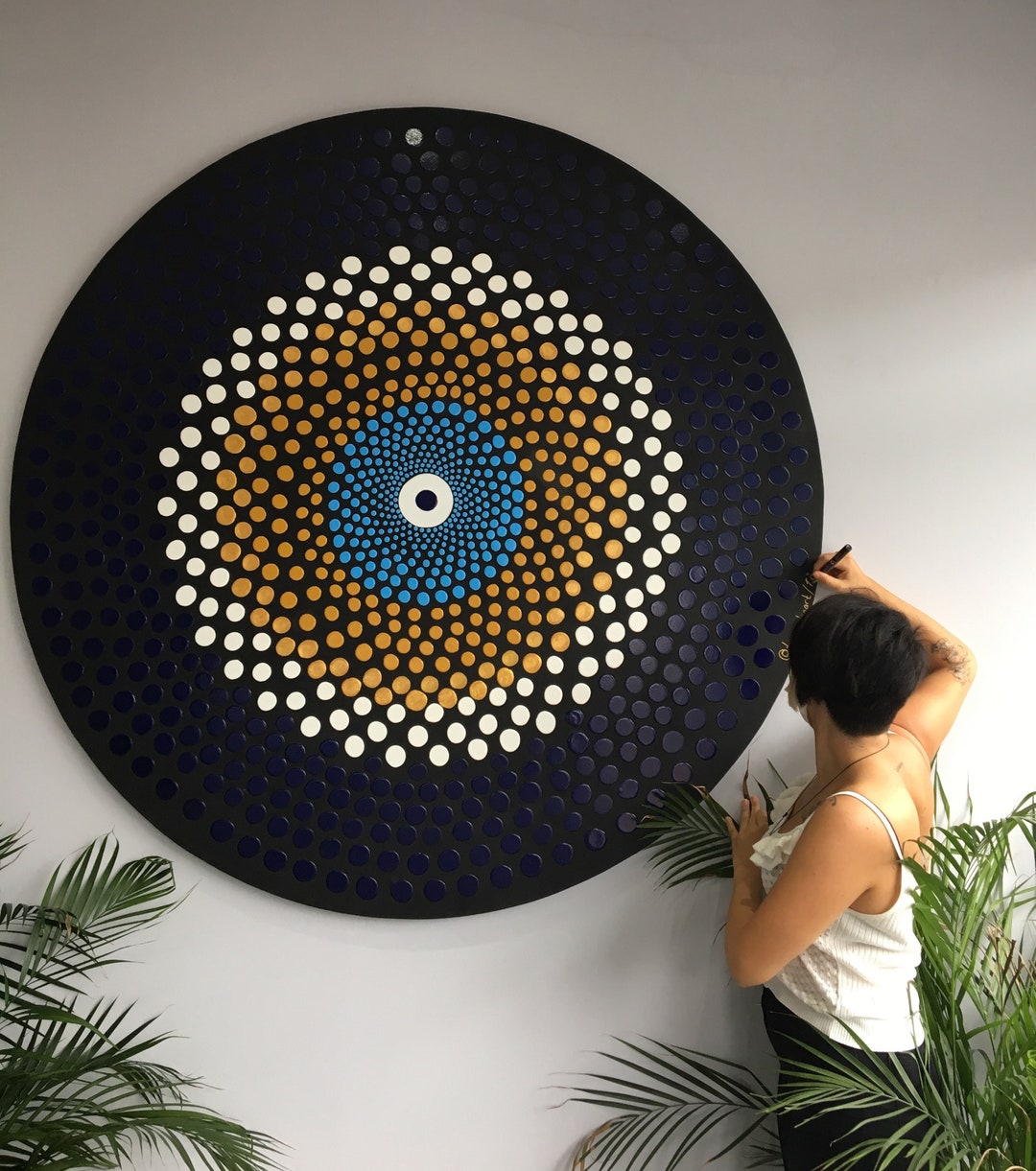 Hand Painted Evil Eye Dot Mandala Canvas: Original Dot Art - Etsy