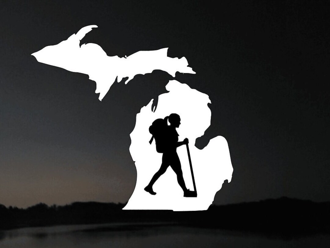 Michigan Backpacking Girl Decal. Great for the Michigander Who Loves to ...