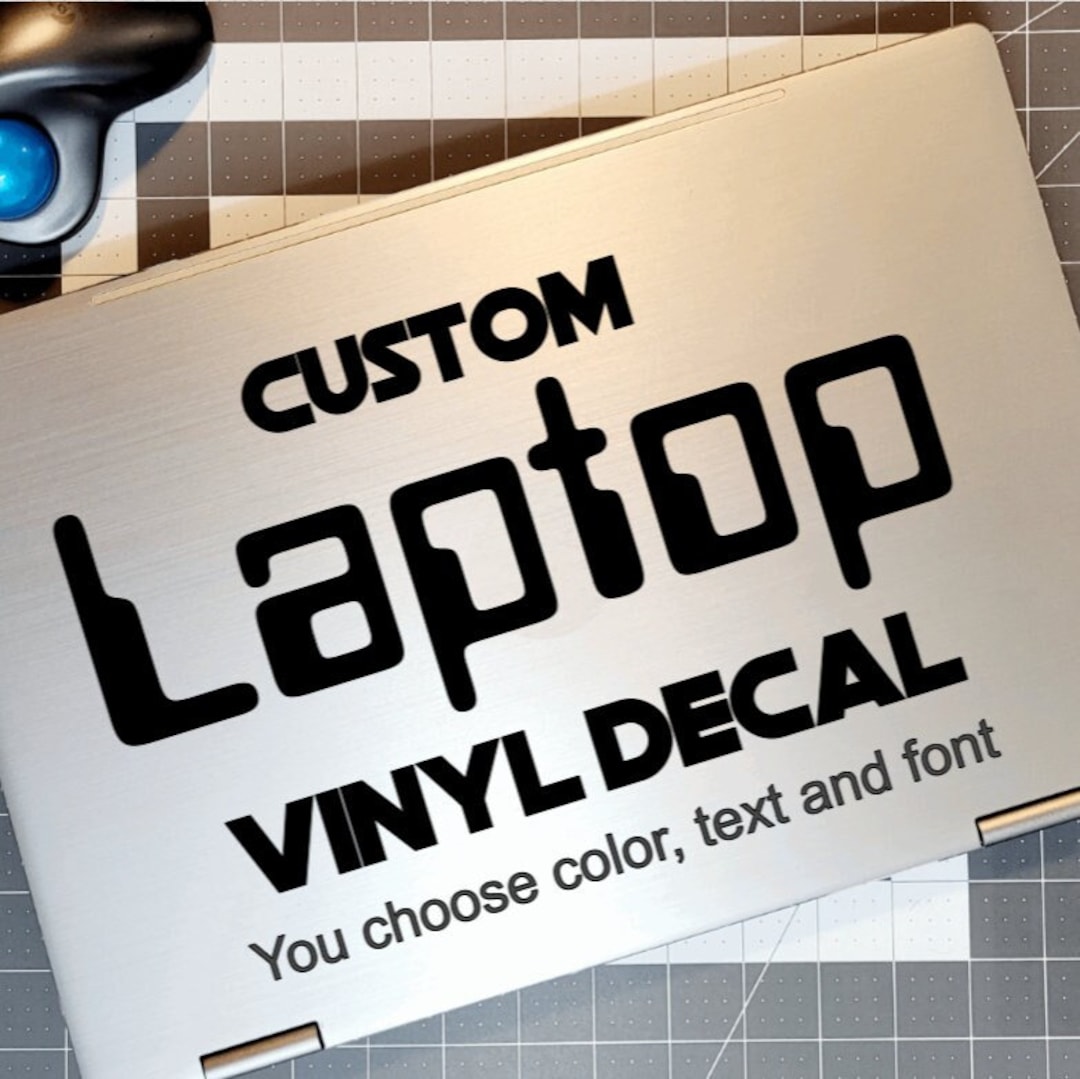 Custom Laptop Vinyl Decal: Personalized Text, 30 Colors (up to 20 ...