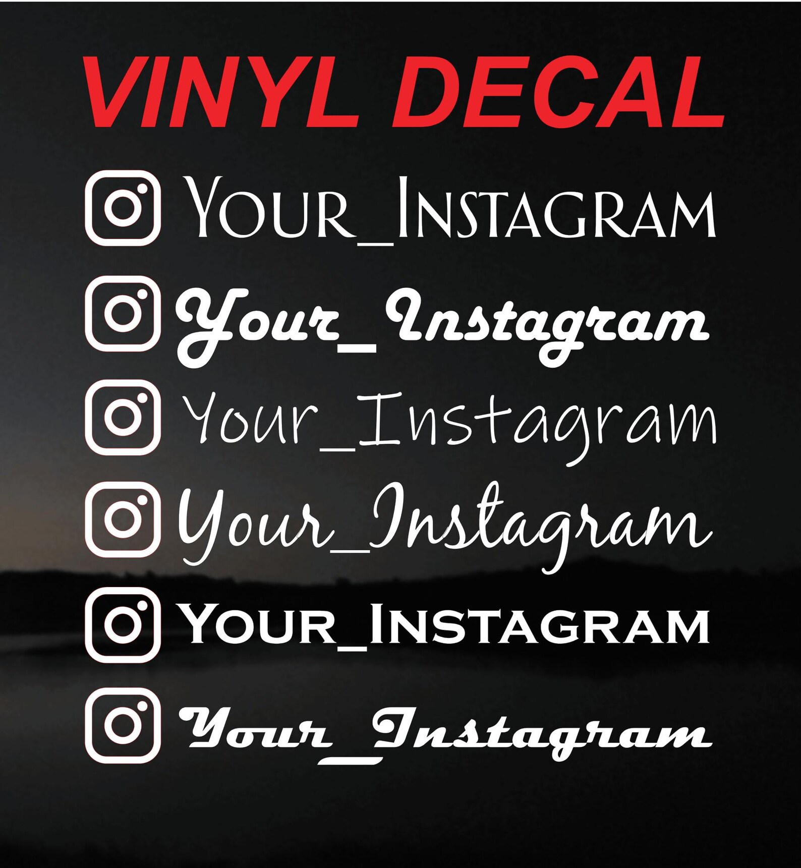 Custom Instagram Handle Vinyl Decal: Insta Username for Your Car - Etsy
