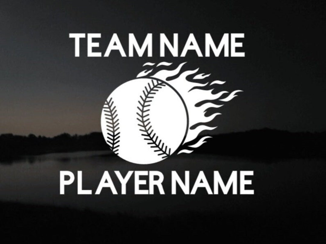 Customized Baseball or Softball (on Fire) Decal. 5.5 Inches With ...