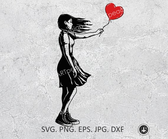 Visual Arts Girl with balloon svg vector machine design Printing ...