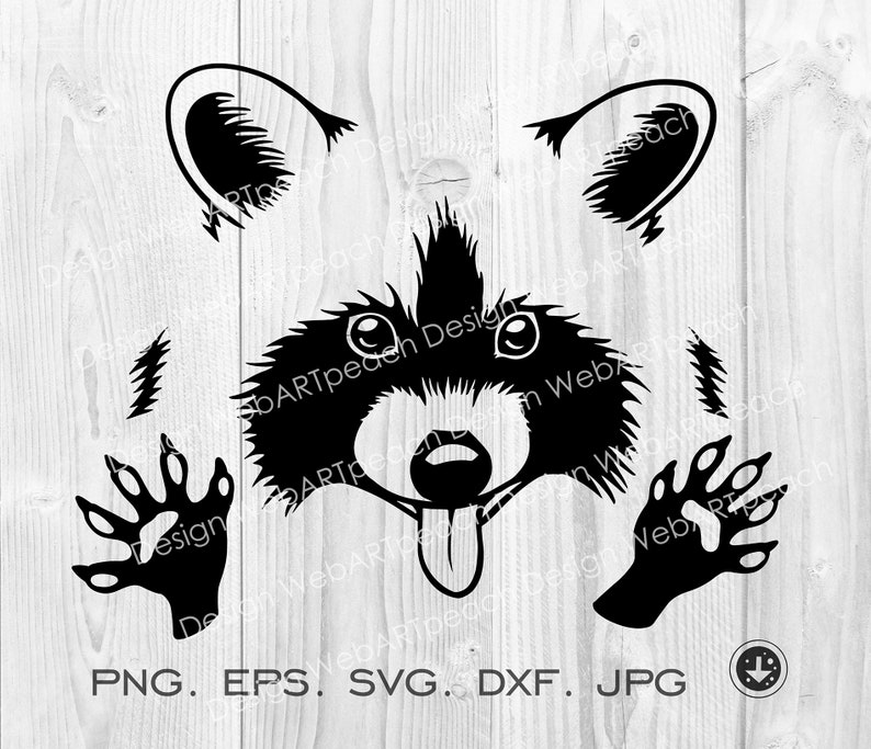 Raccoon Svg Funny Racoon Tongue Paws up Cut File Surprised - Etsy