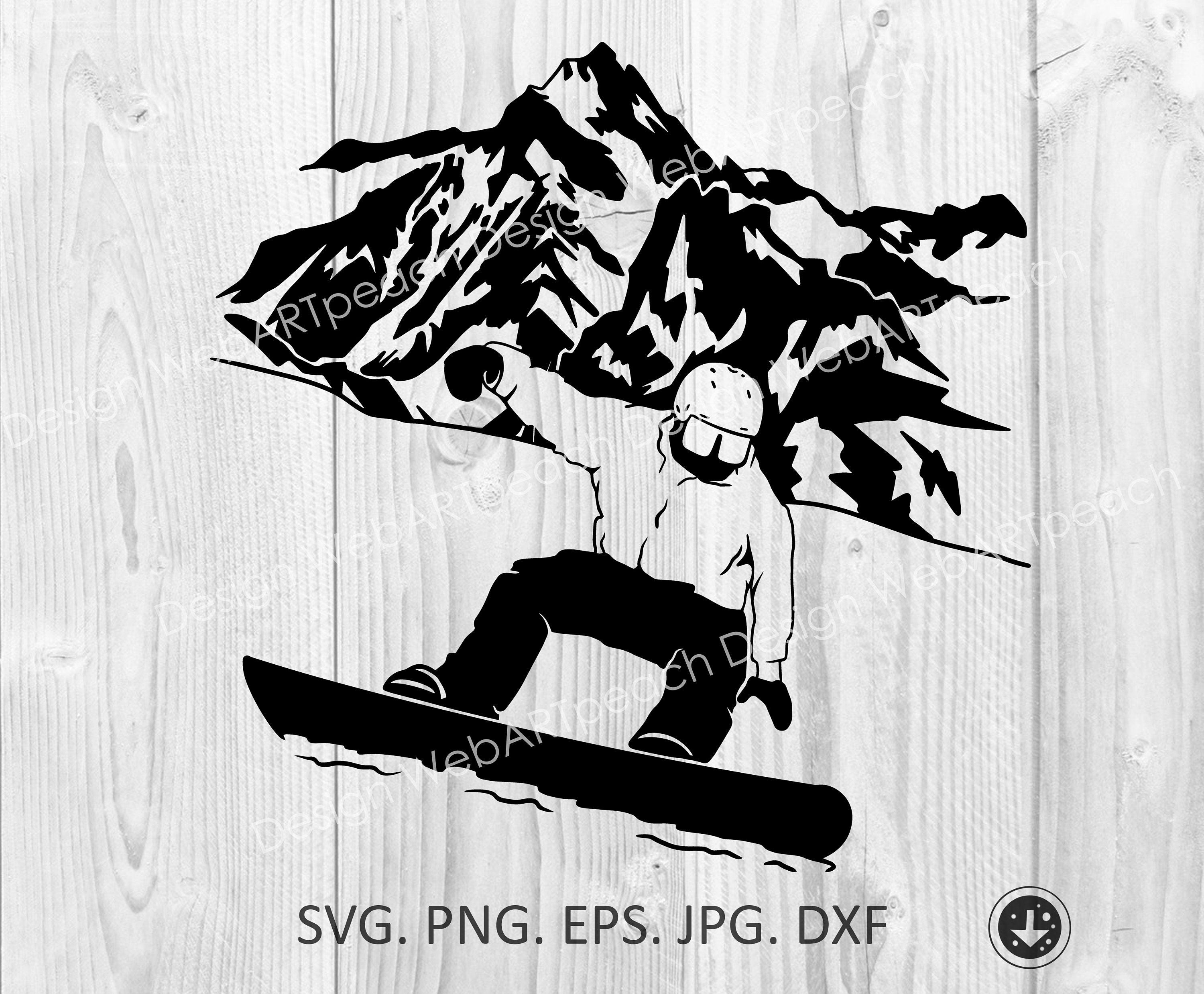 Snowboard Mountain SVG Png Snowboarder | Etsy