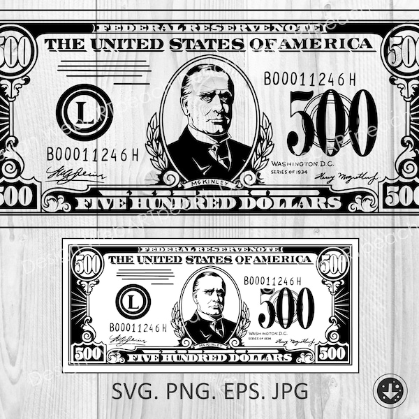 500 Dollar Bill Svg - Etsy