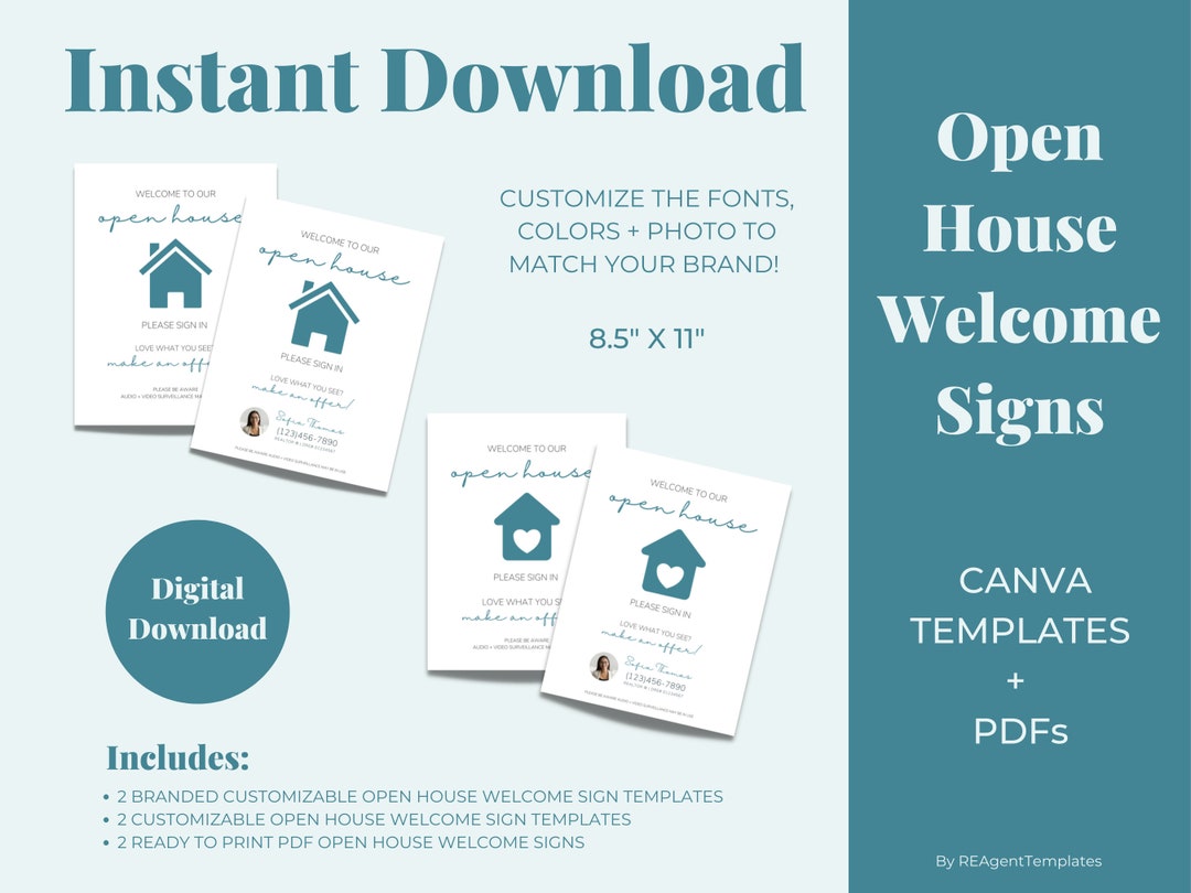 Open House Welcome Signs | Real Estate Marketing | Canva Templates ...