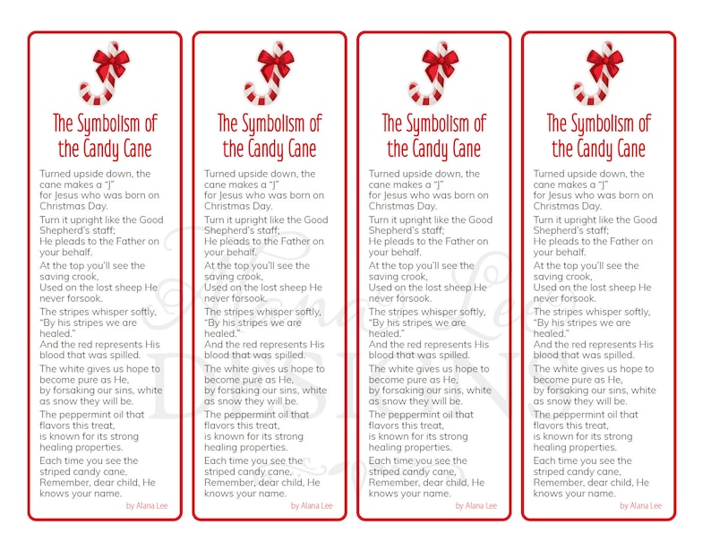 Symbolism of the Candy Cane Poem ~ Gift Tags & Bookmarks ~ Christmas ...