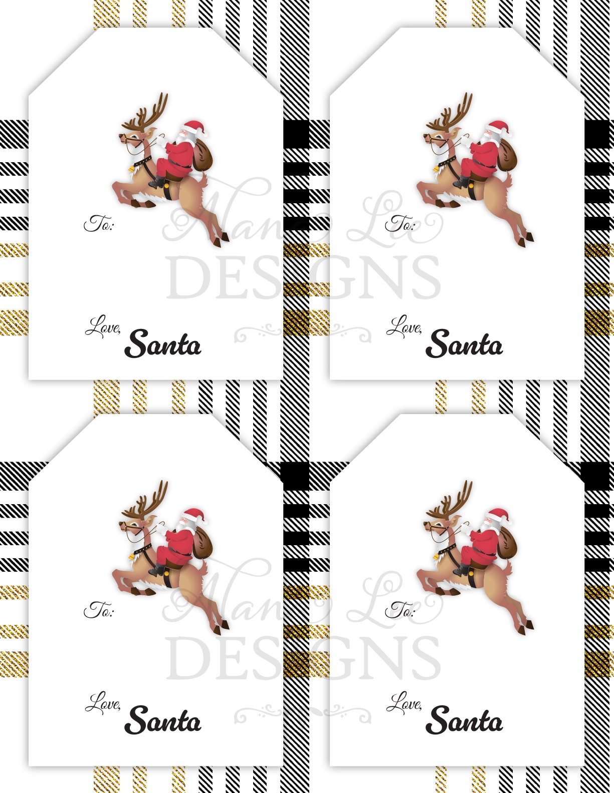 Santa Gift Tags - Christmas Present Labels - PDF Printable - Instant ...