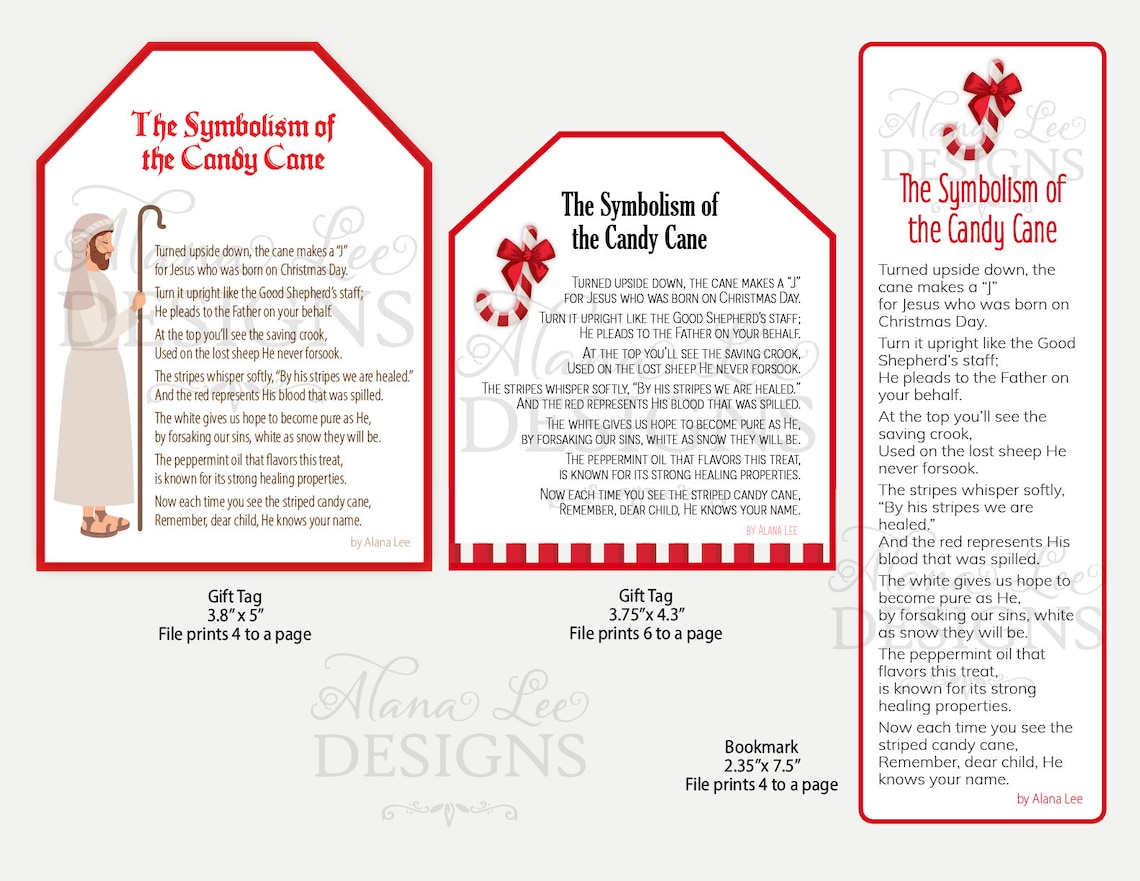 Symbolism of the Candy Cane Poem ~ Gift Tags & Bookmarks ~ Christmas ...