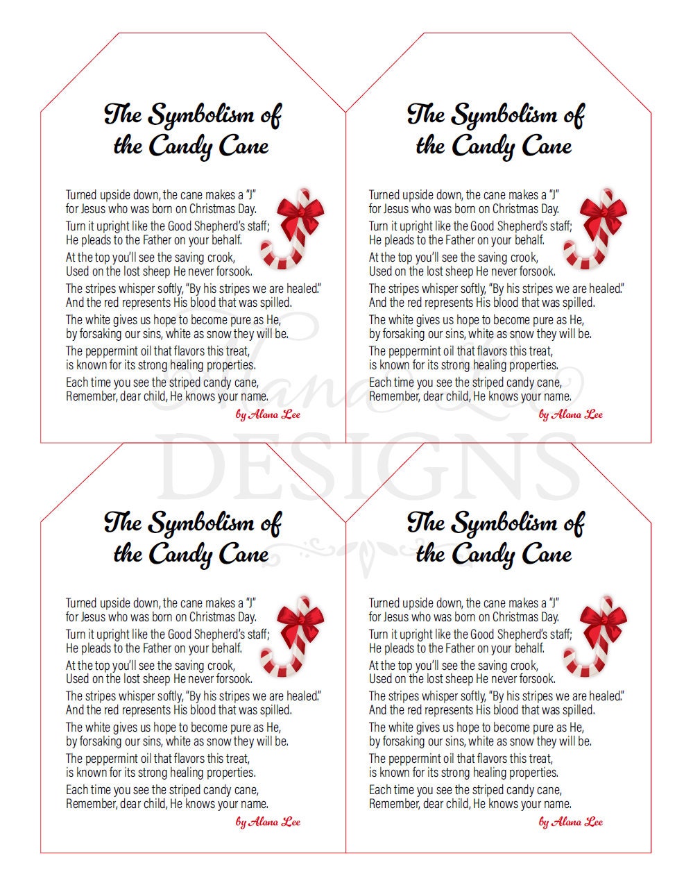 Symbolism of the Candy Cane Poem ~ Gift Tags & Bookmarks ~ Christmas ...