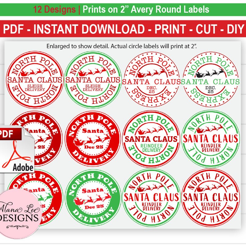 Santa Labels - Etsy